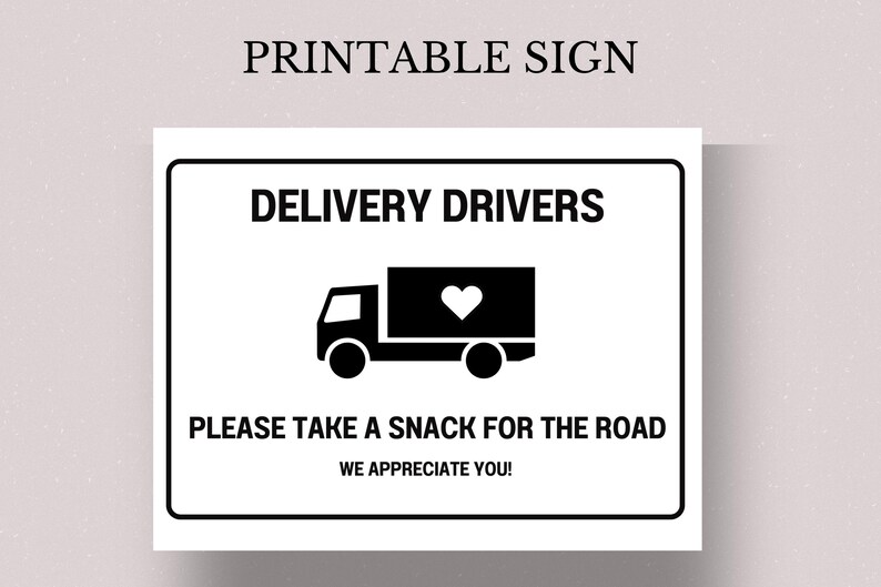 Printable Delivery Drivers Sign, US Letter, Instant Download PDF ...