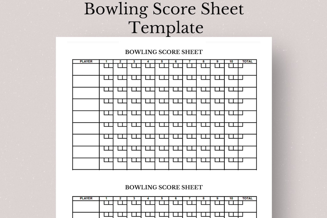 Bowling Score Sheet Template, Printable Bowling Score Card, Printable ...