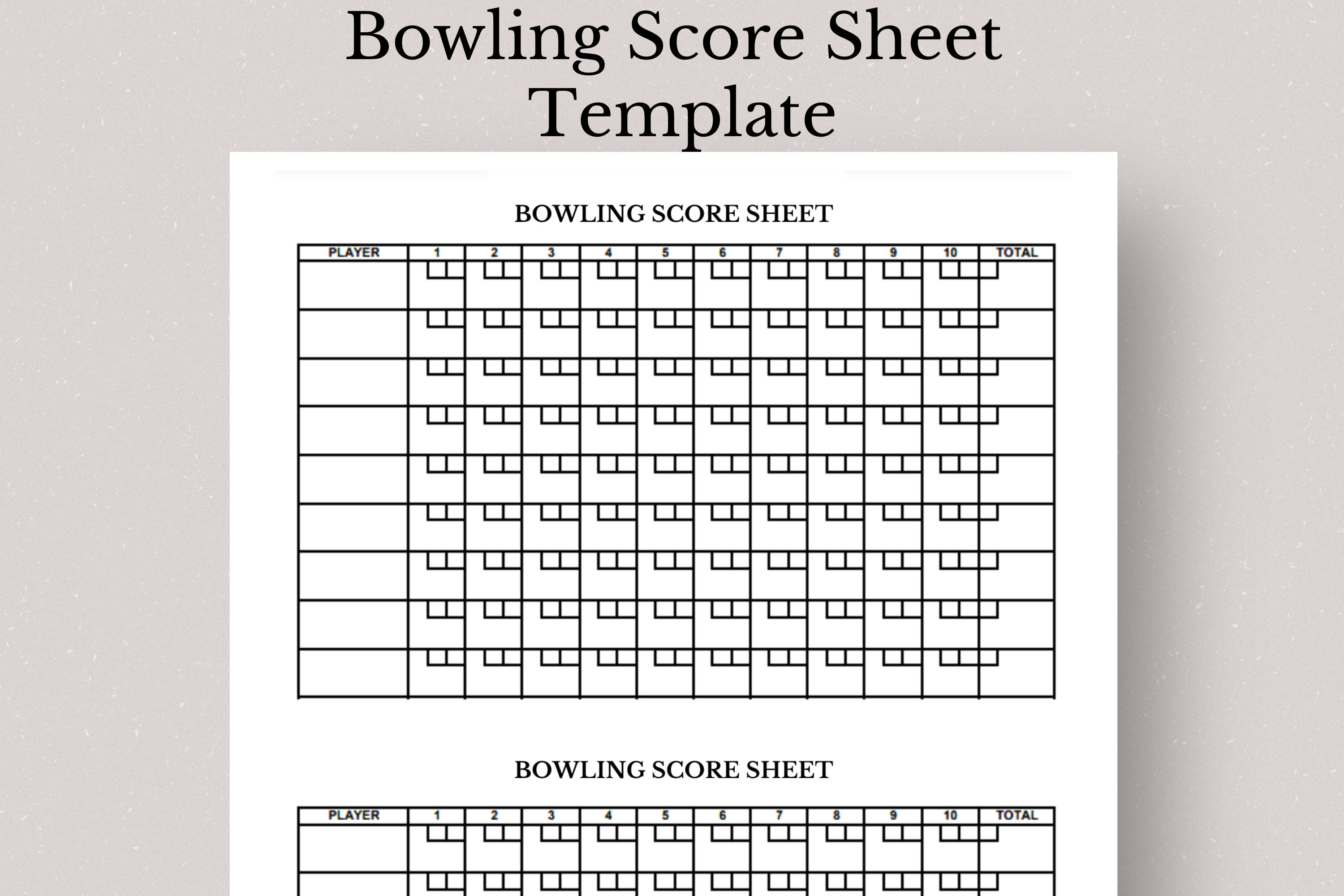 Bowling Score Sheet Template, Printable Bowling Score Card, Printable ...