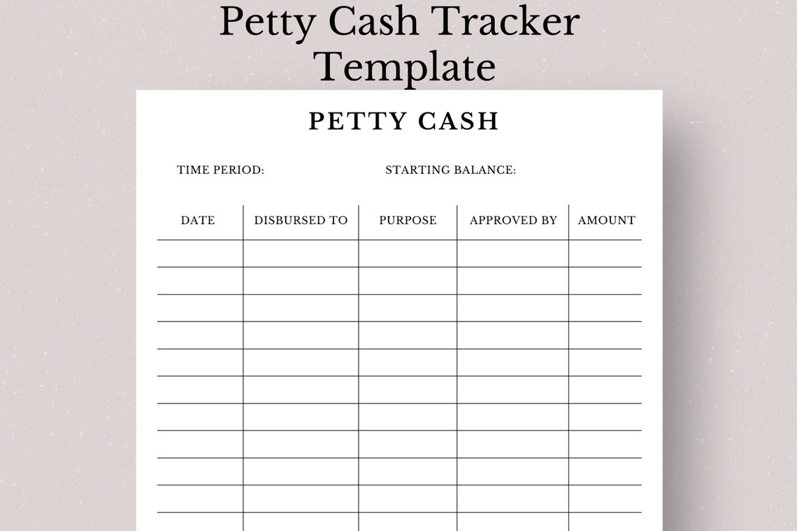 Printable Petty Cash Tracker, Petty Cash Tracker Template, Petty Cash ...