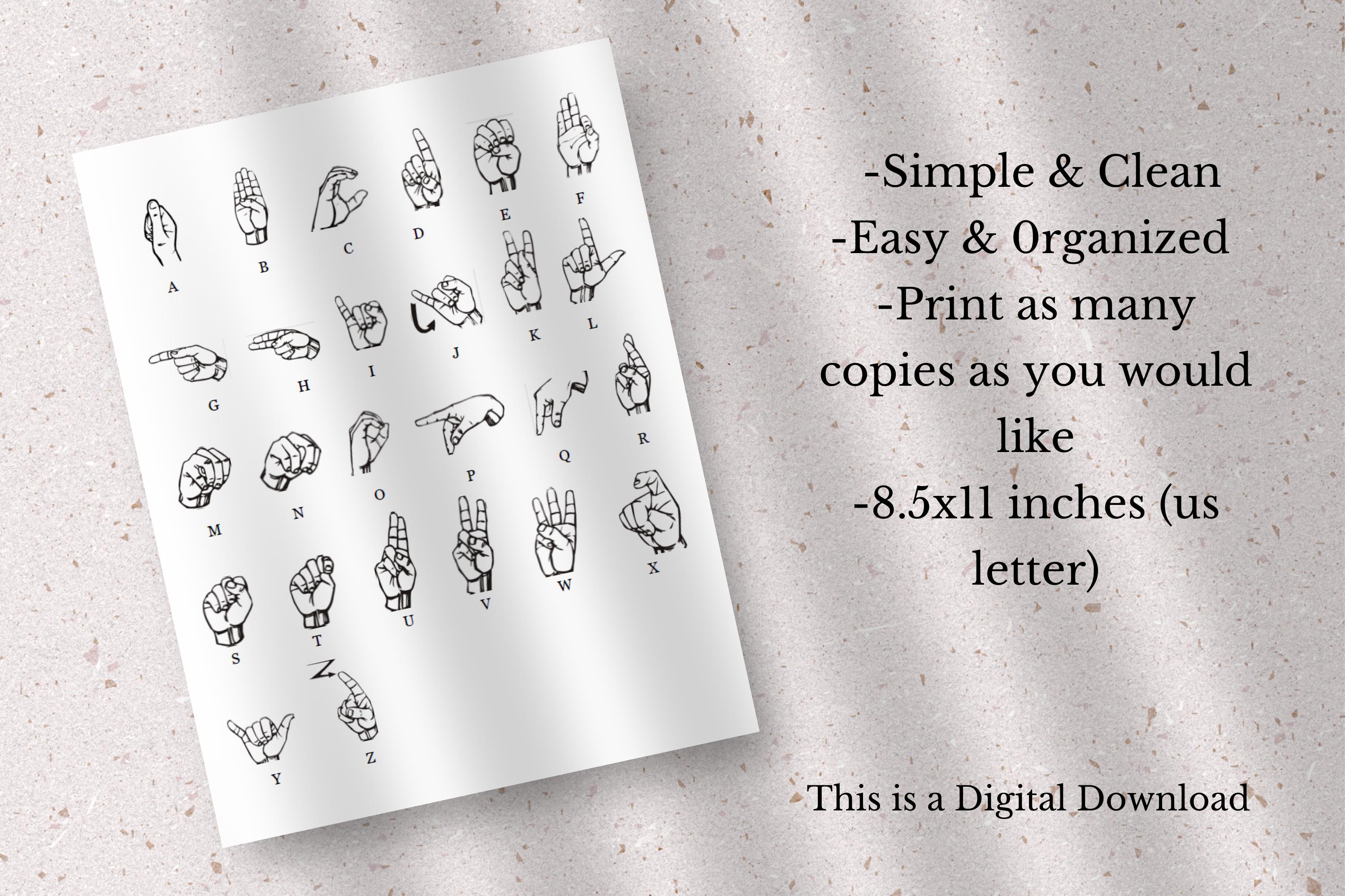 Printable Sign Language Alphabets, 1 Page Printable Sign Language ...