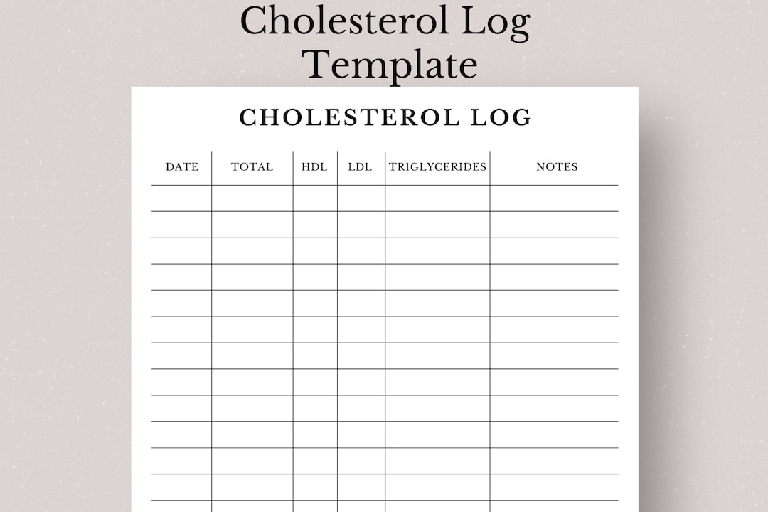 Blood Cholesterol Log PDF Printable Cholesterol Tracker Health Log ...