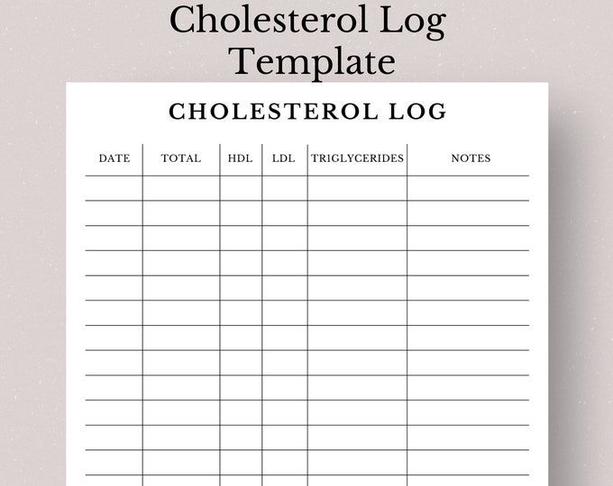 Cholesterol Log Printable, Lipids Tracker, Health Tracker, Cholesterol ...