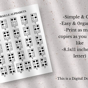 Printable Braille Alphabets, 1 Page Printable Braille, Printable ...