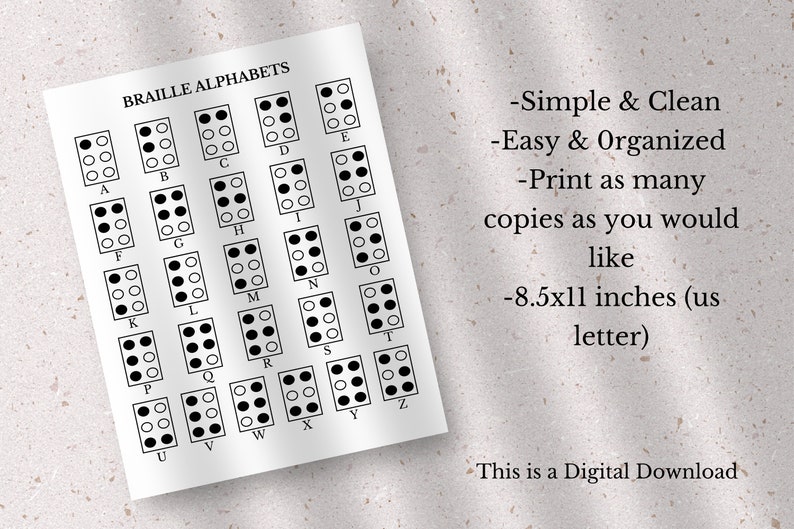 Printable Braille Alphabets, 1 Page Printable Braille, Printable ...