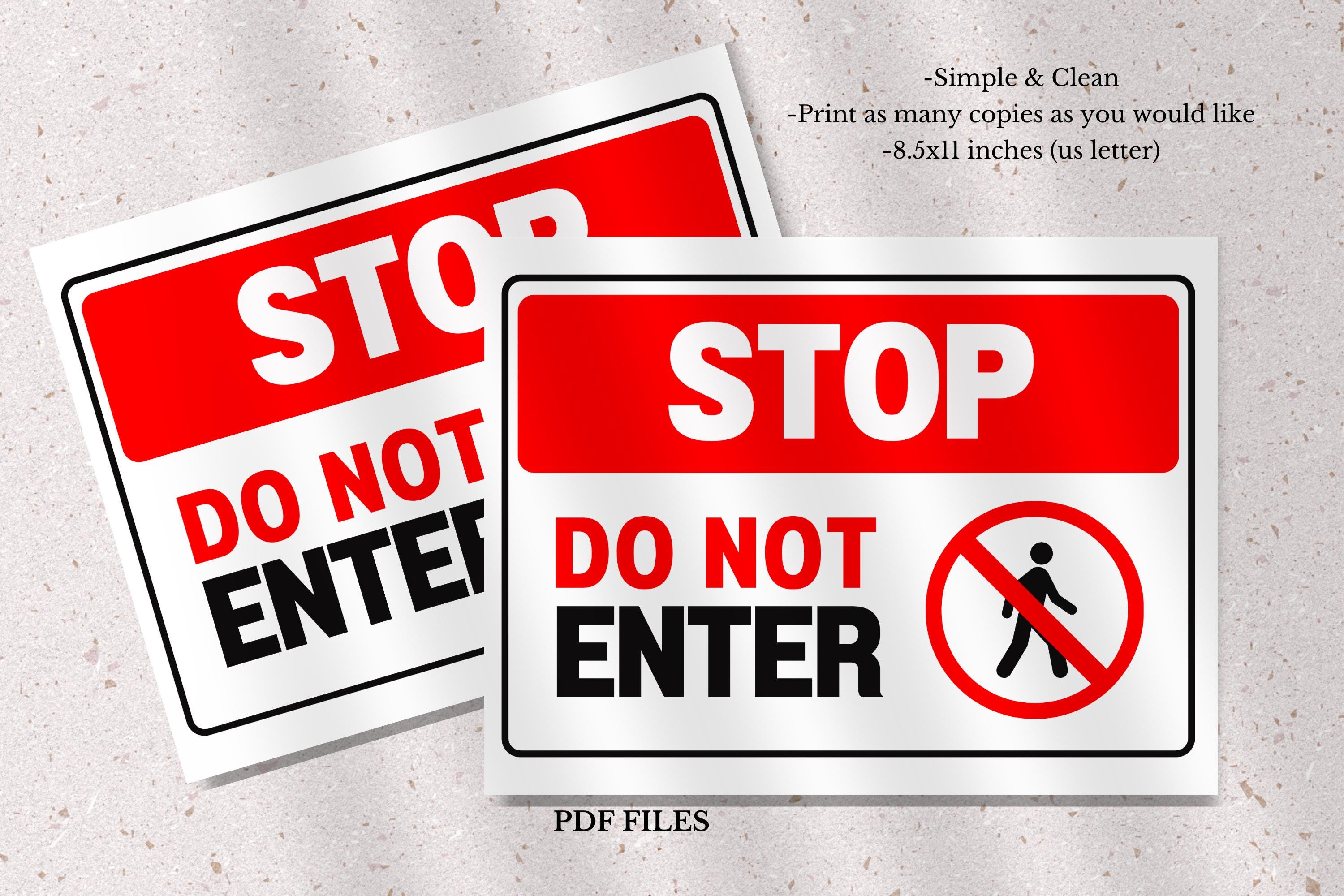 Printable Stop Do Not Enter Sign, US Letter, Instant Download PDF, Stop ...