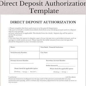 Editable Direct Deposit Authorization Template, HR Employee Form (canva ...