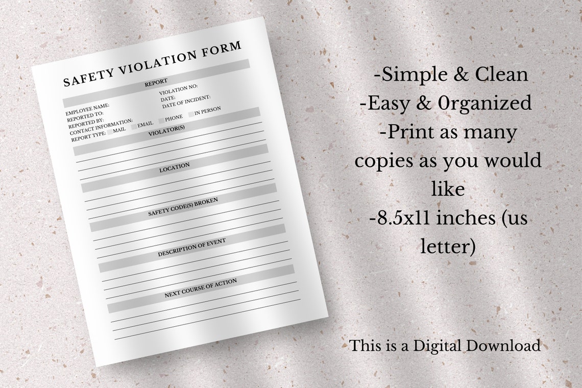 Editable Safety Violation Form Template, Safety Violation Form ...