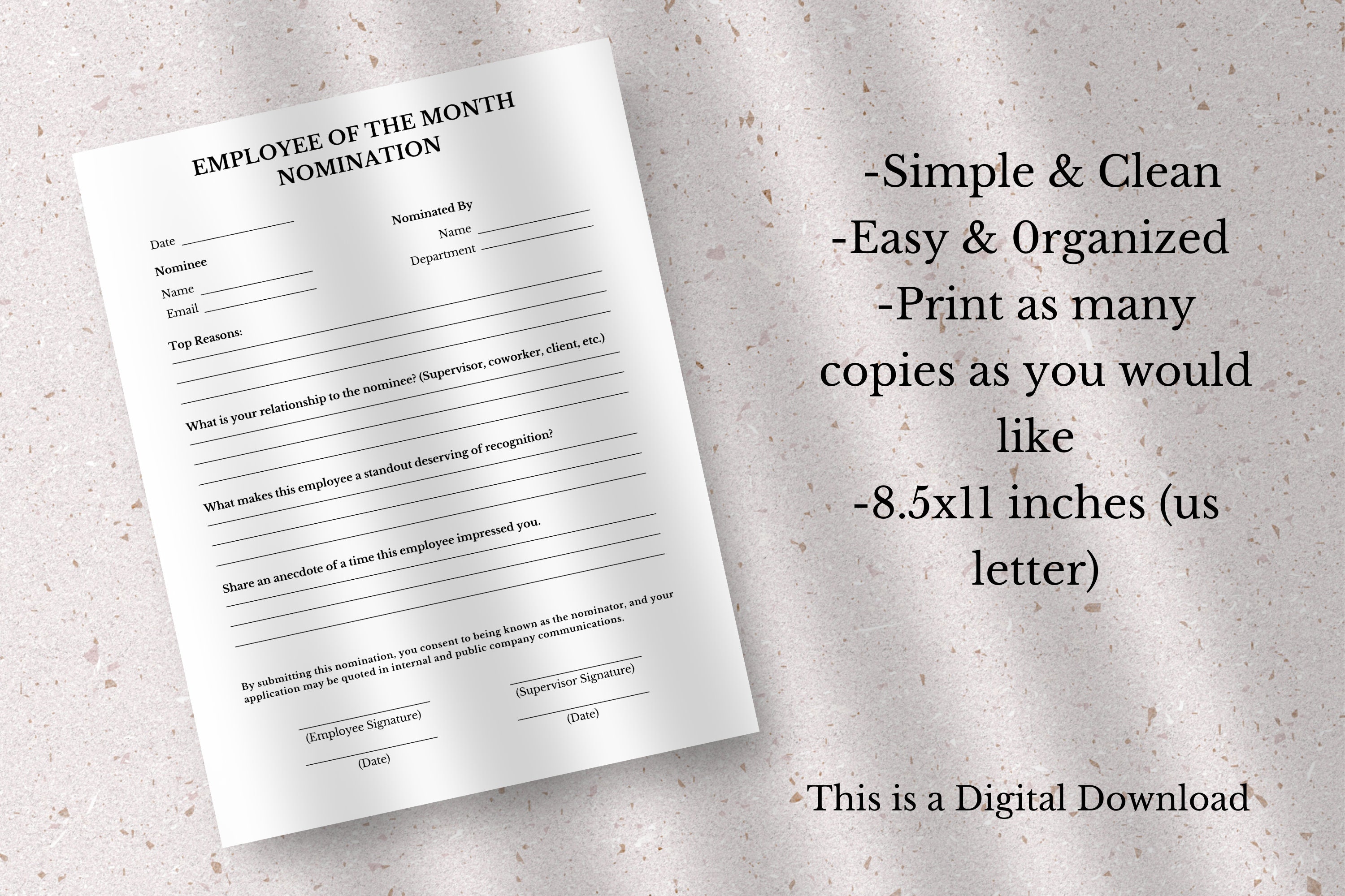 Editable Employee Of The Month Nomination Template Employee Of The