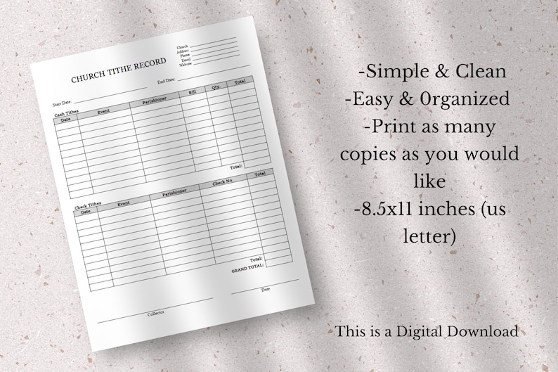 Church Tithe and Offering Log, Printable Tithing Record, Tithe Tracker ...