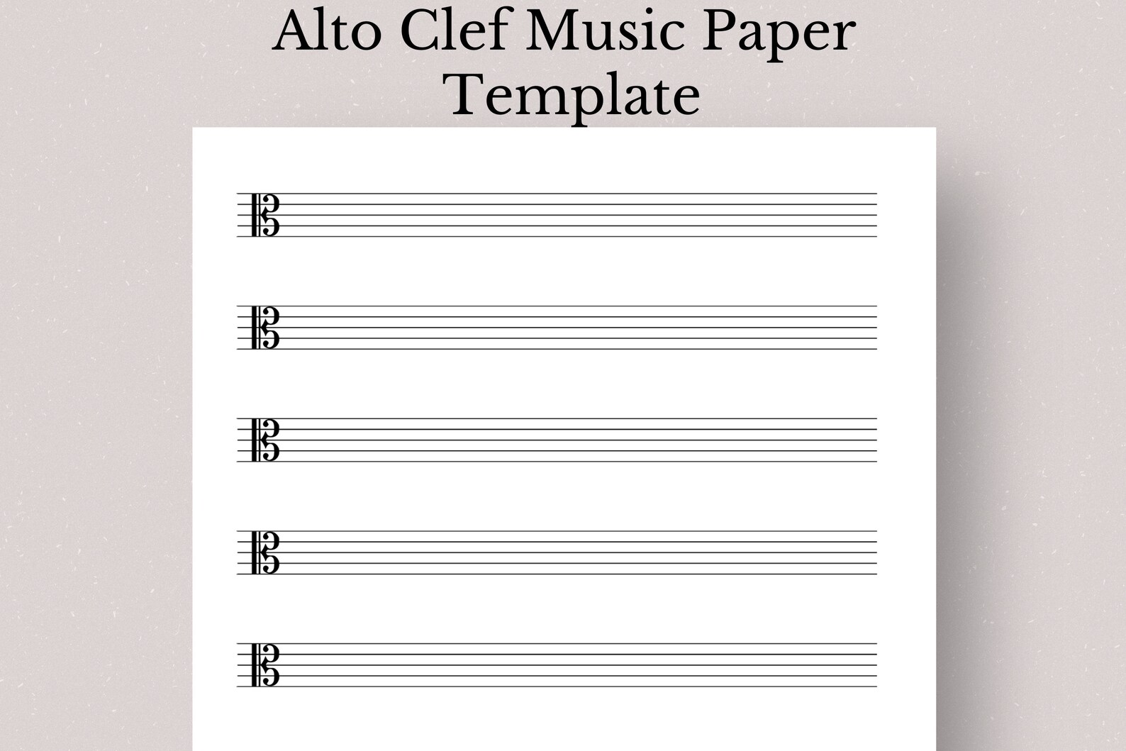 Printable Alto Clef Sheet Music, Alto Clef Sheet Music Template, Blank ...