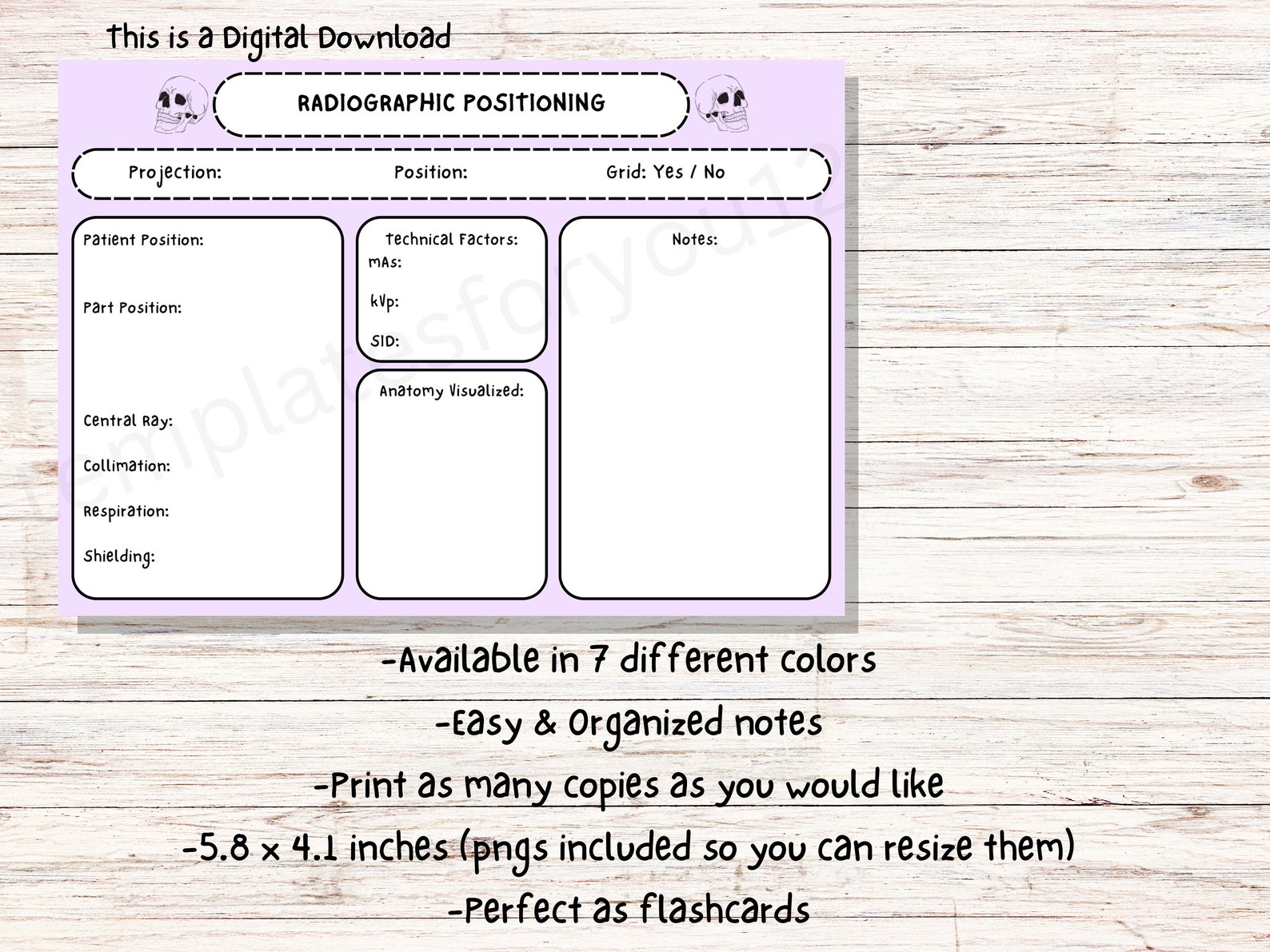 Radiography Notes Template, Positioning & Procedures Flashcards ...