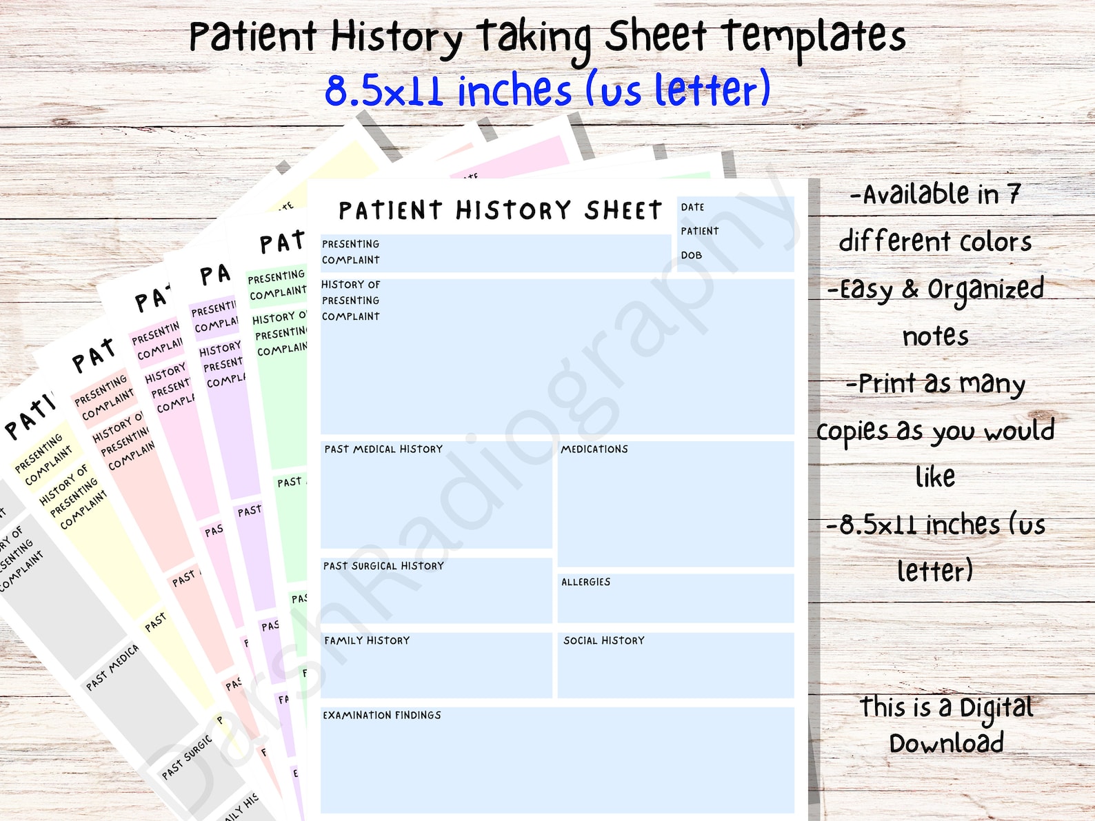 Patient History Taking Sheet for Medicine/pa/nursing/dentistry, Patient ...