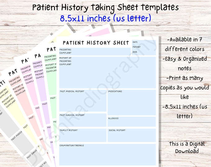 Nursing Patient History Sheet, Patient History Taking Notepad, Medical ...