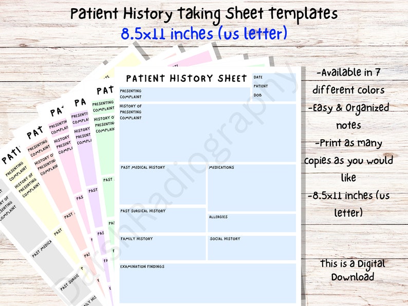 Patient History Taking Sheet for Medicine/pa/nursing/dentistry, Patient ...