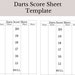 Printable Darts Score Sheet Template (PDF) - Etsy