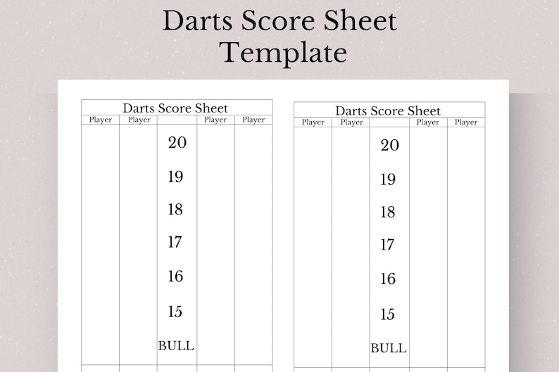 Darts Score Sheet Template, Printable Darts Score Sheet, Darts Game ...