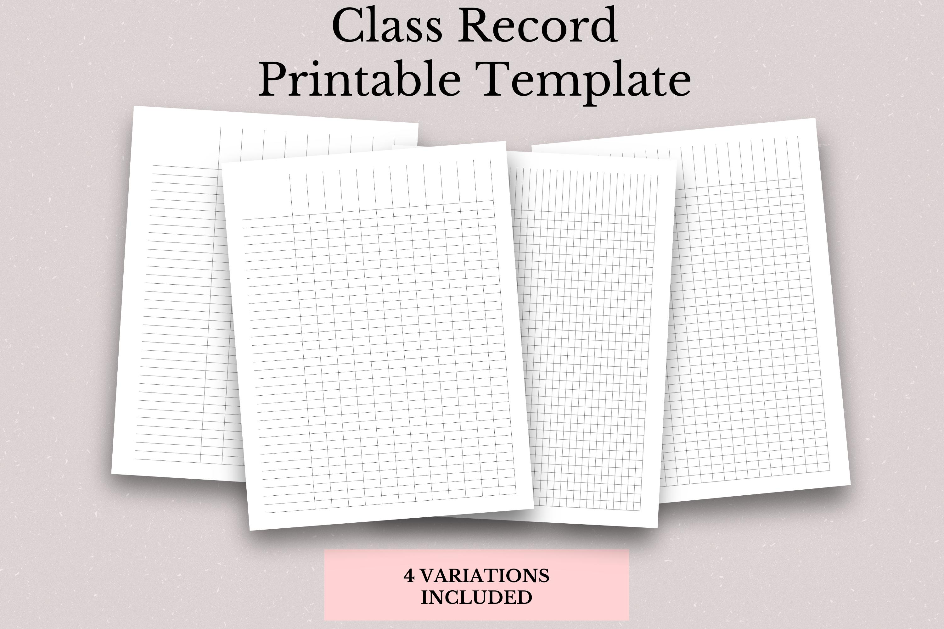 Printable Attendance Sheet, Printable Class Record and Checklist, Class ...