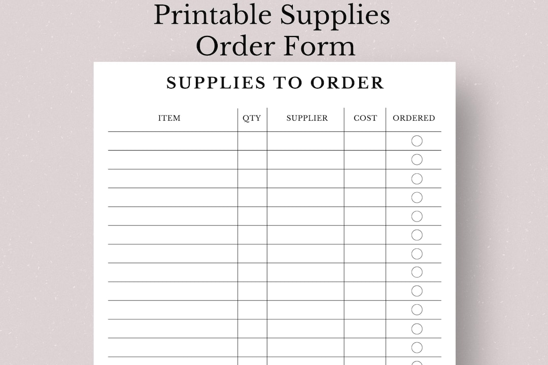 Printable Supplies to Order Tracker, Small Business Supplies Tracker ...