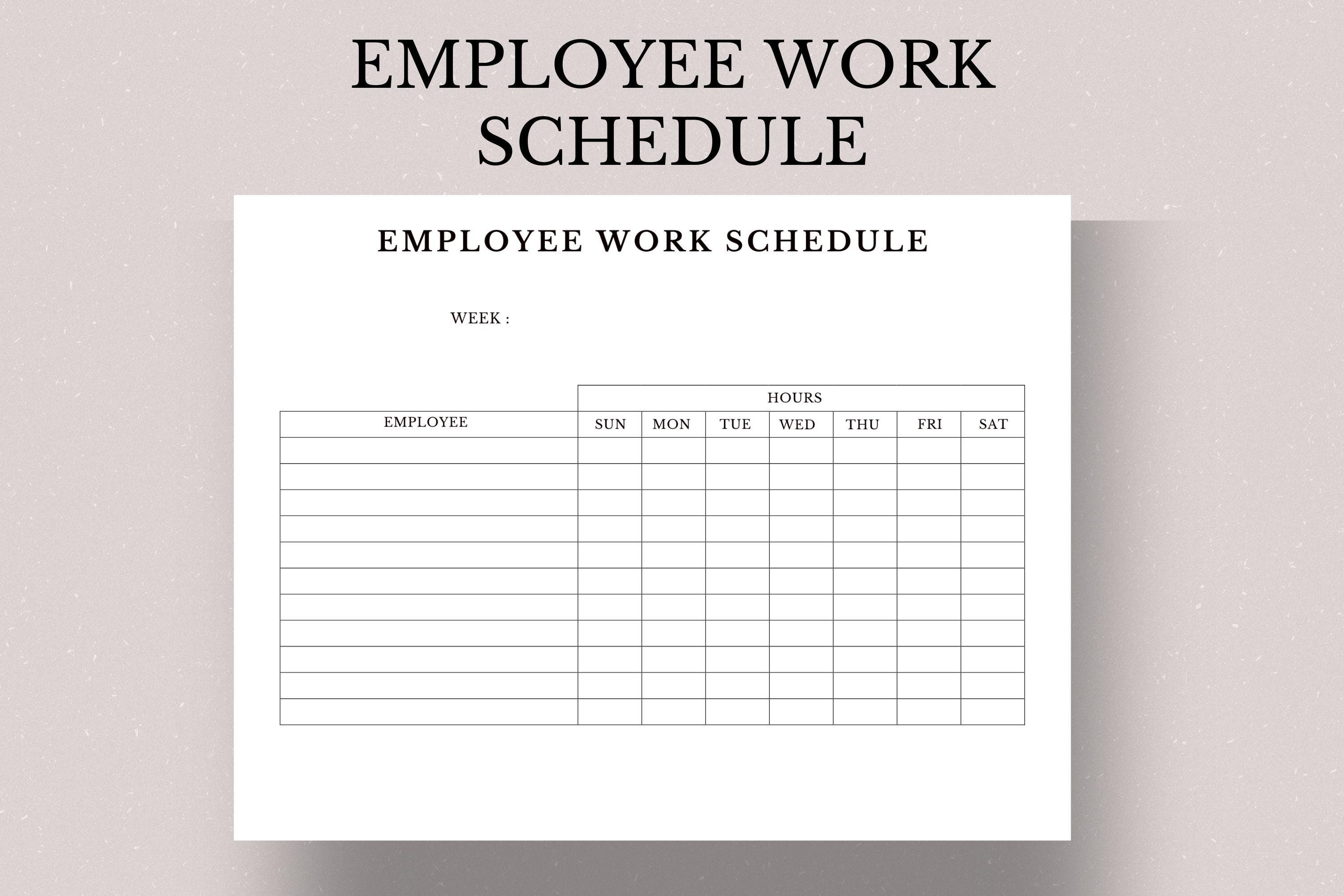 Employee Work Schedule Pdf, Employee Work Log Sheet, Clock in and Out ...