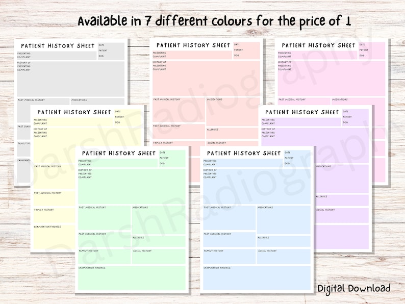 Patient History Taking Sheet for Medicine/pa/nursing/dentistry, Patient ...