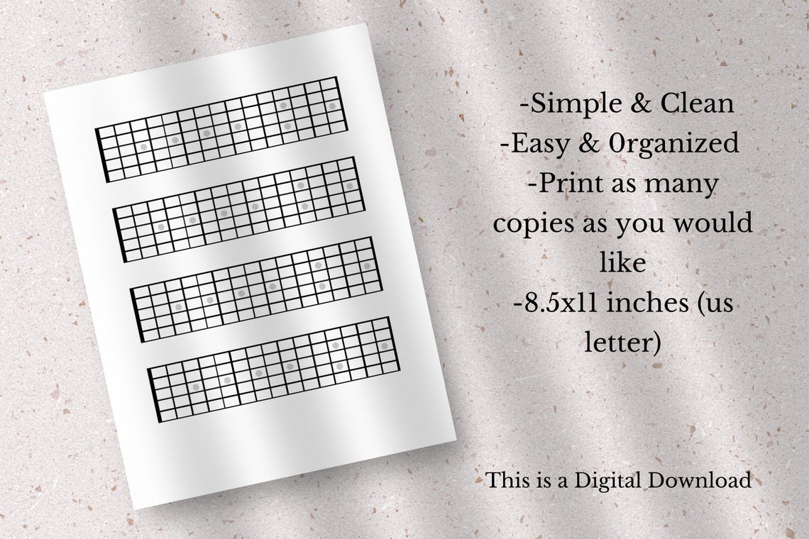 Printable Blank Guitar Fretboard Diagrams, Guitar Fretboard Sheet Pdf ...