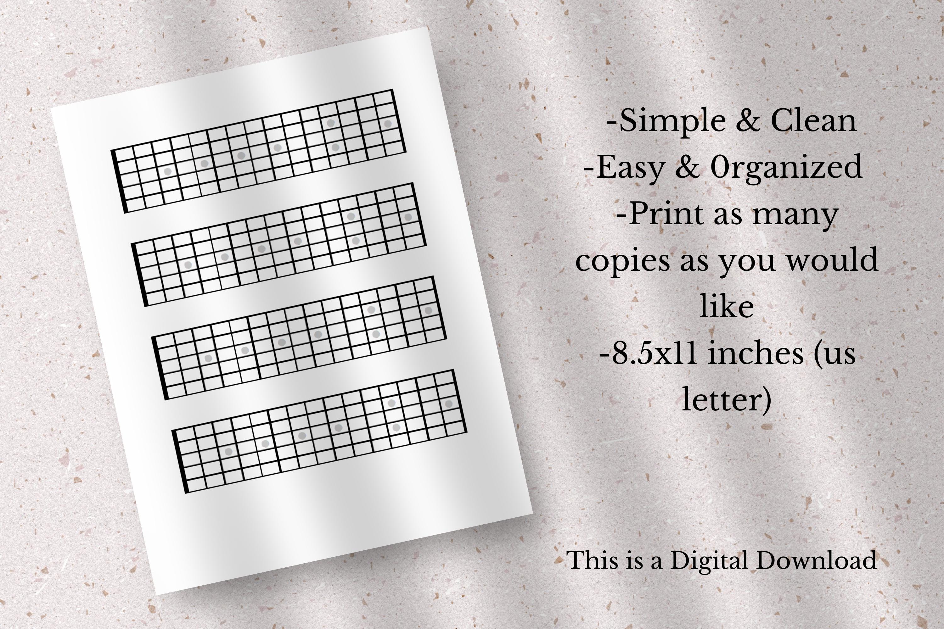 Printable Blank Guitar Fretboard Diagrams, Guitar Fretboard Sheet Pdf ...