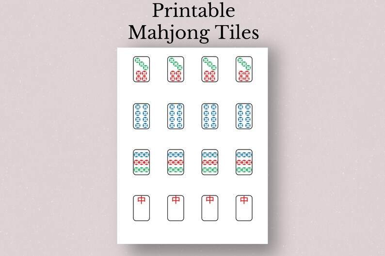 Printable Mahjong Tiles, Mahjong Set for Home Game, Instant Download ...