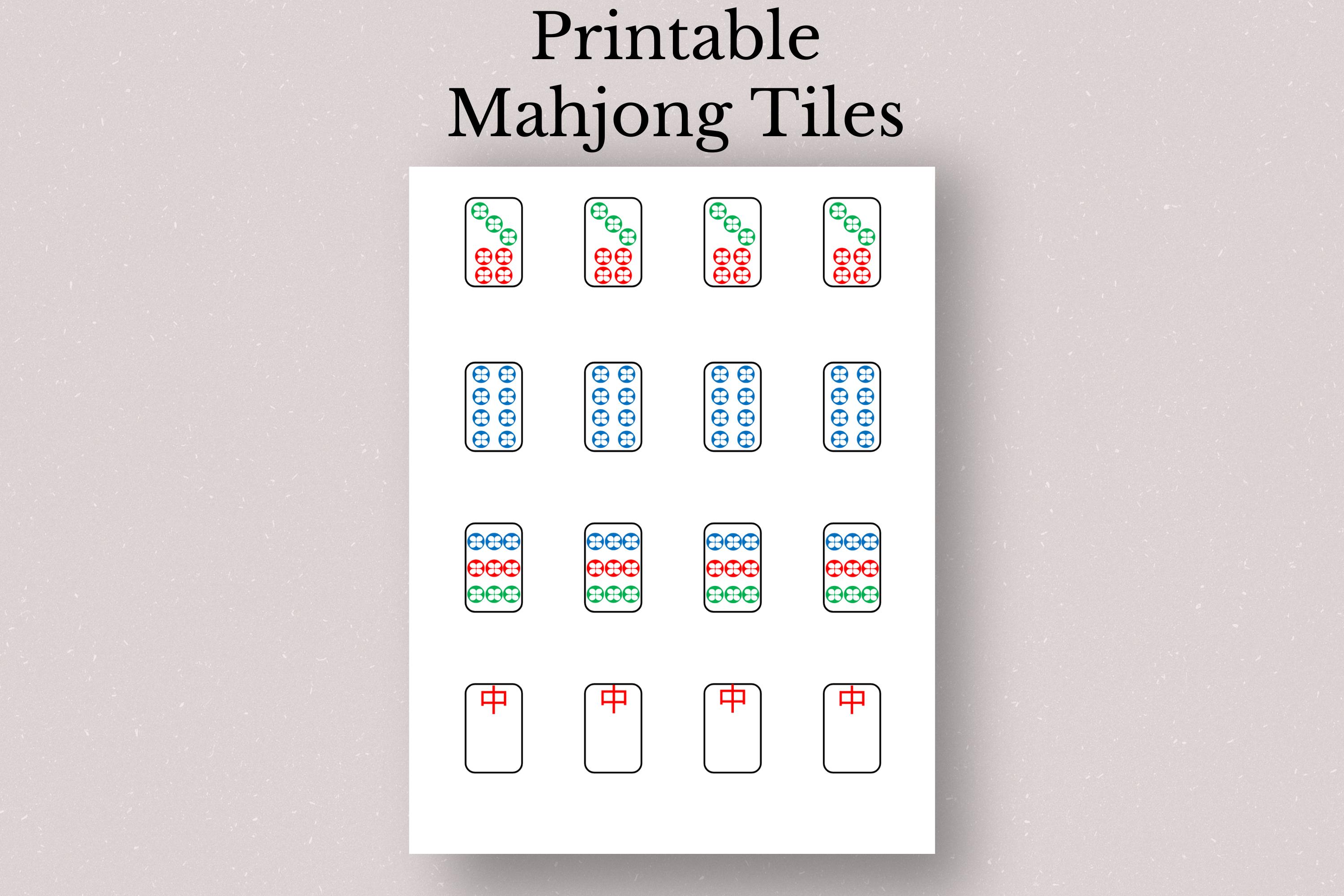 Printable Mahjong Tiles, Mahjong Set for Home Game, Instant Download Digital Mahjong Tiles, PDF ...