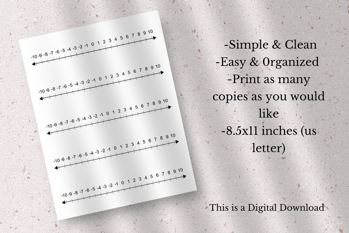 Printable Number Line -10 to 10 – Math Classroom Tool (PDF Download) - Etsy