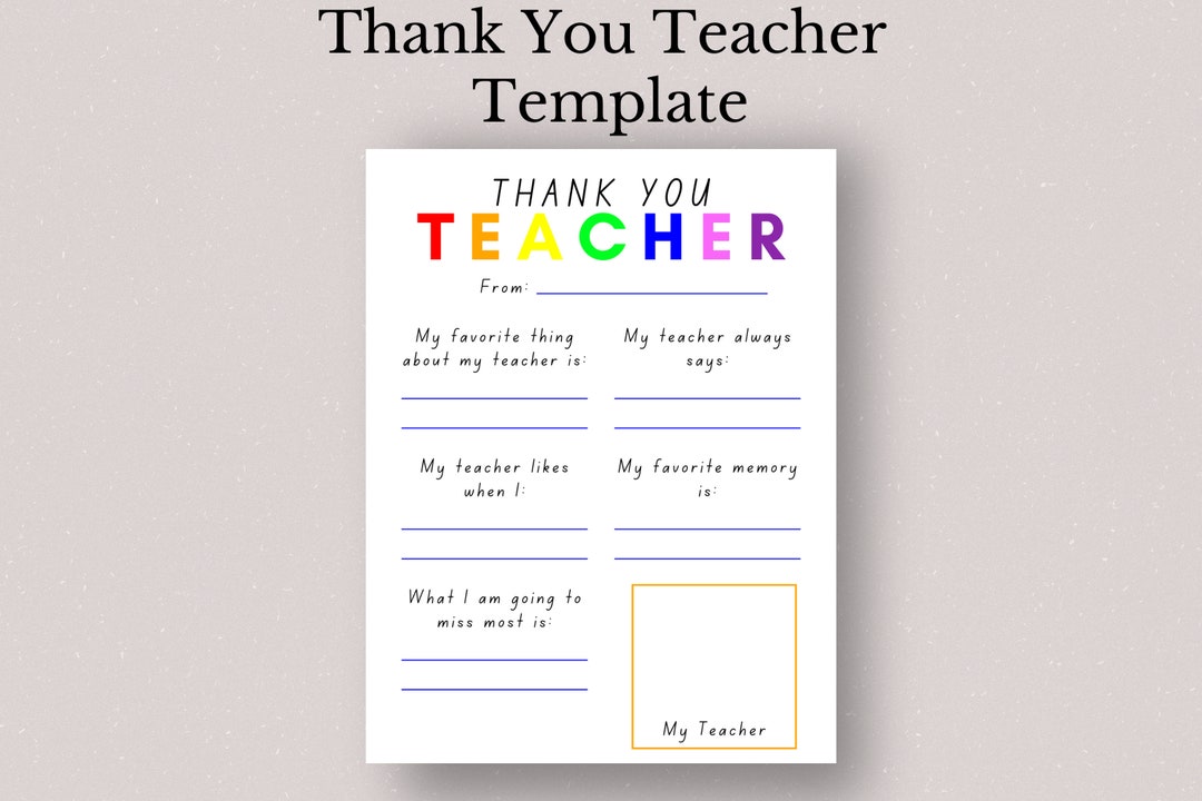 Thank You Teacher Printable, All About My Teacher, Teacher Appreciation ...