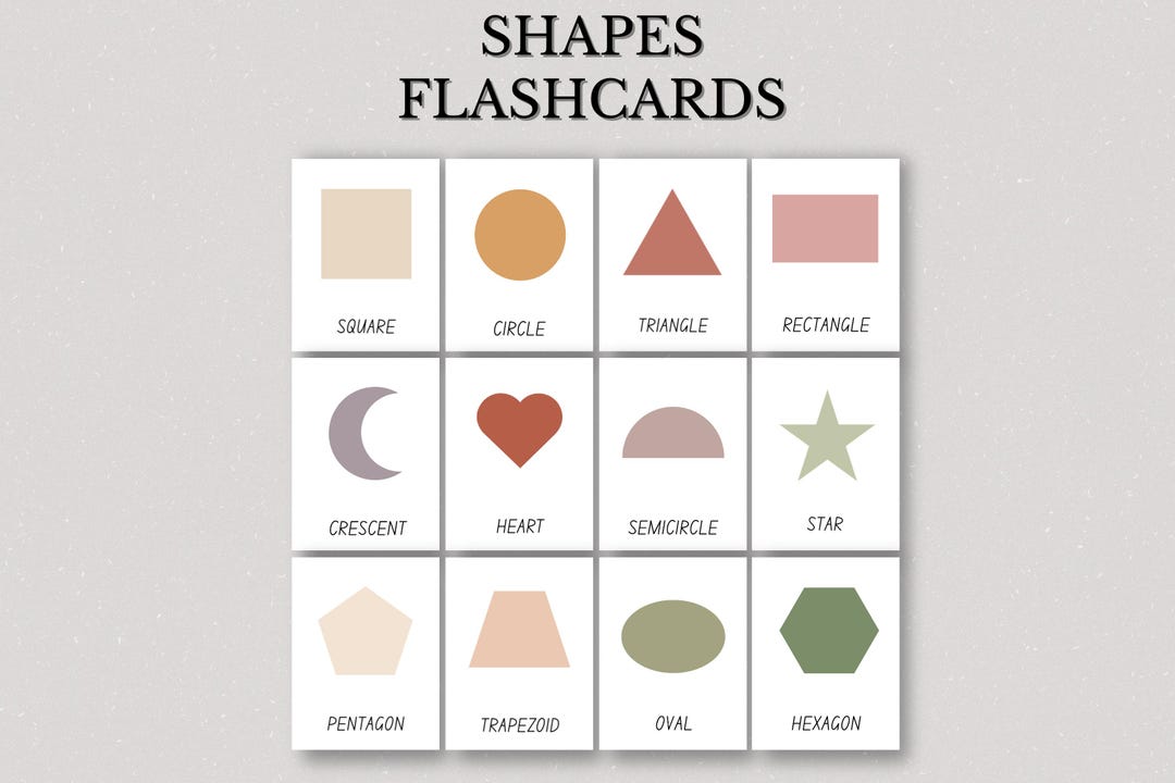 Boho Shapes Flashcards for Kids 2D Shape Printable PDF Montessori ...