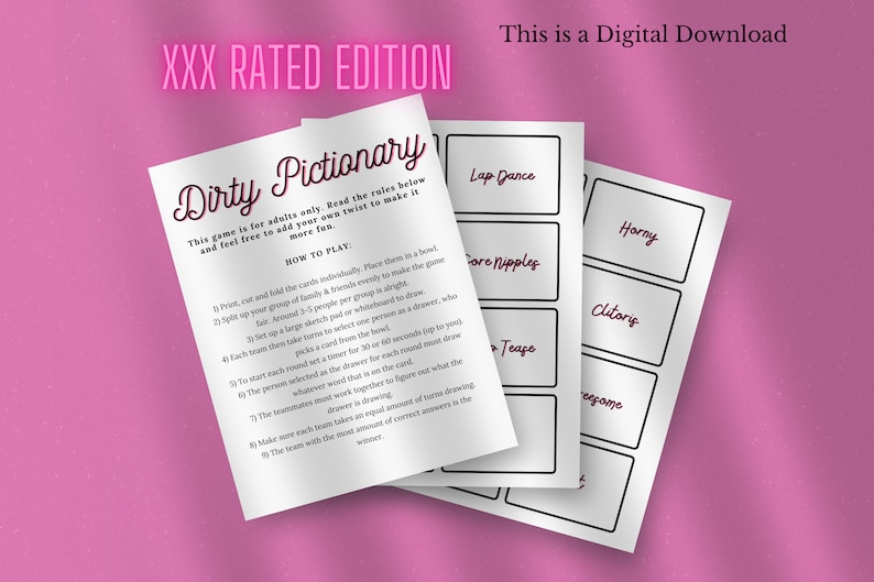 Dirty Pictionary Bachelorette Party Game: 72 Words (digital Download ...