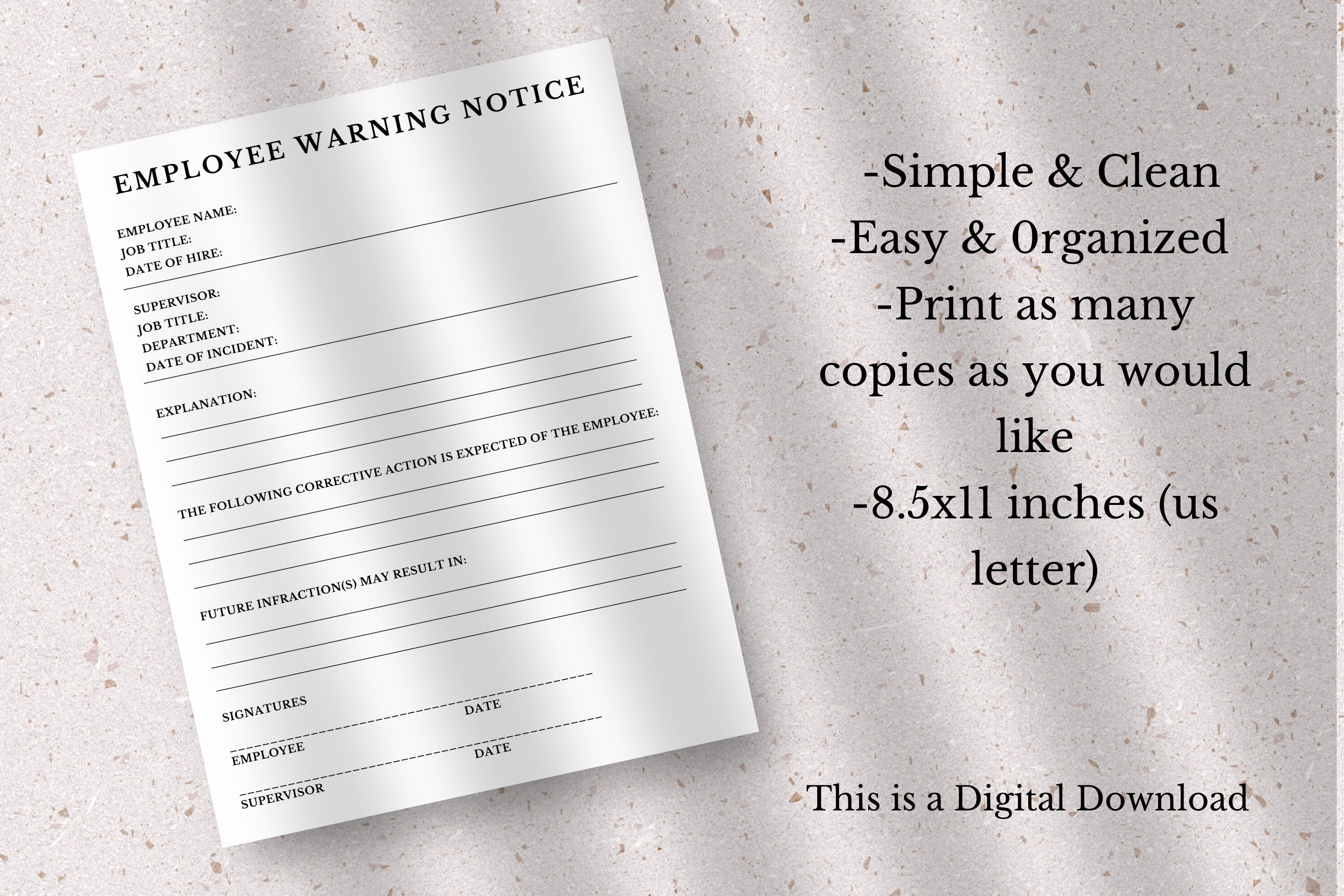 Employee Warning Notice Template, Editable Employee Warning Notice ...