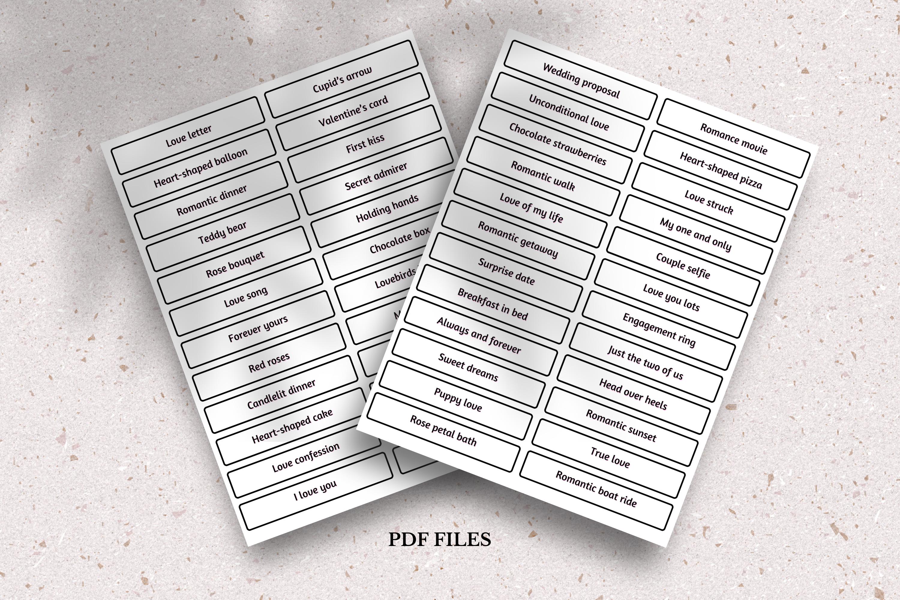 100 Printable Valentine's Day Charades, Group Games, Romantic Charades ...