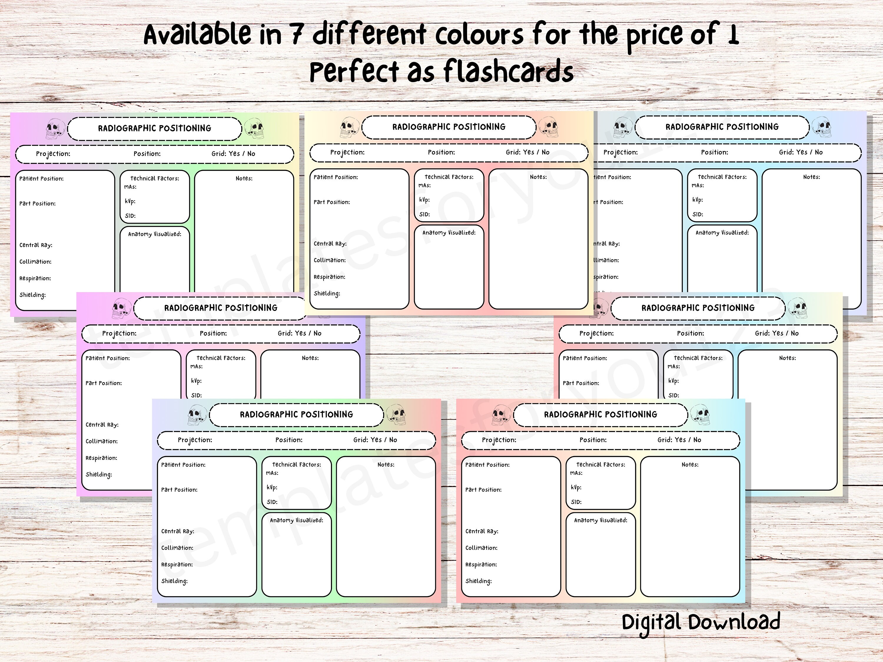 Radiography Positioning Notes Template, Radiology Flashcards (digital ...