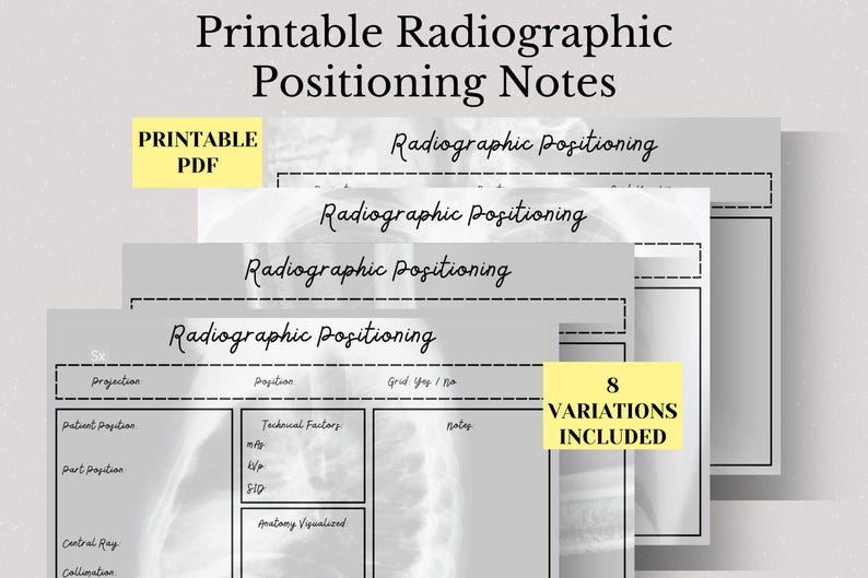 Radiography Positioning Notes Template, X-ray Tech Study Guide (PDF) - Etsy