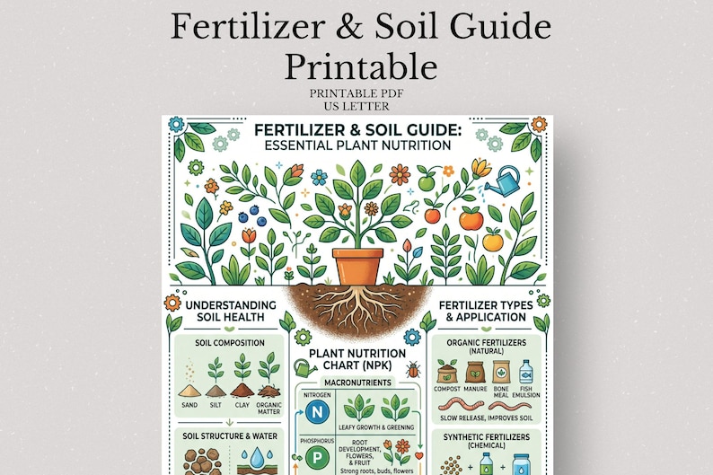 Fertilizer & Soil Guide Printable, Plant Nutrition Chart, Soil Health ...