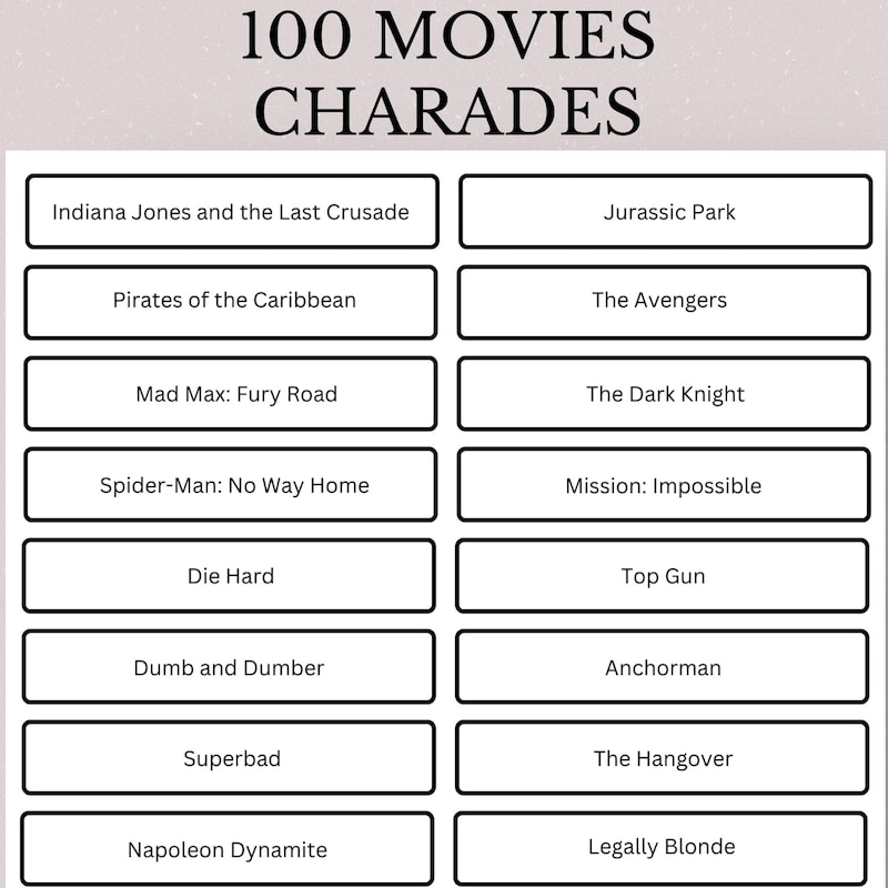 Charades for Movies - Etsy