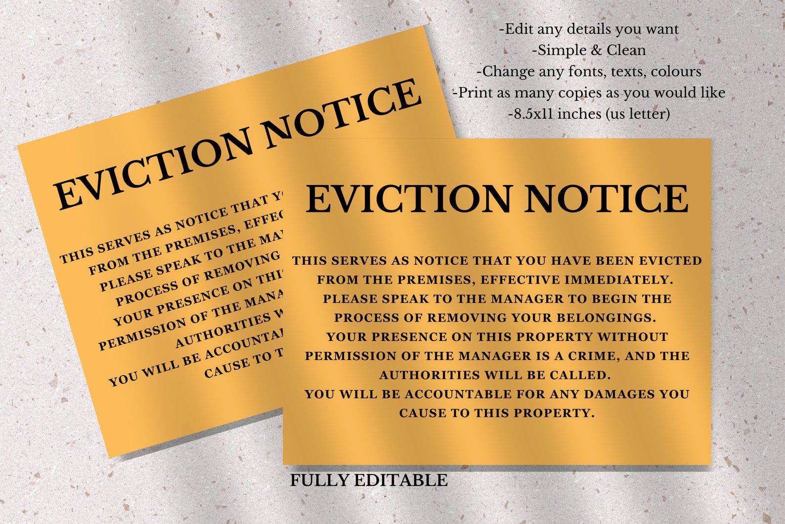 Editable Eviction Notice Template, Editable Template, Property Eviction ...
