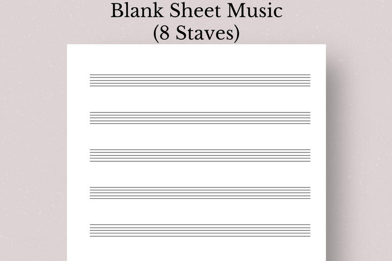 Printable Blank Sheet Music, Sheet Music, Manuscript Paper, Blank 8 ...