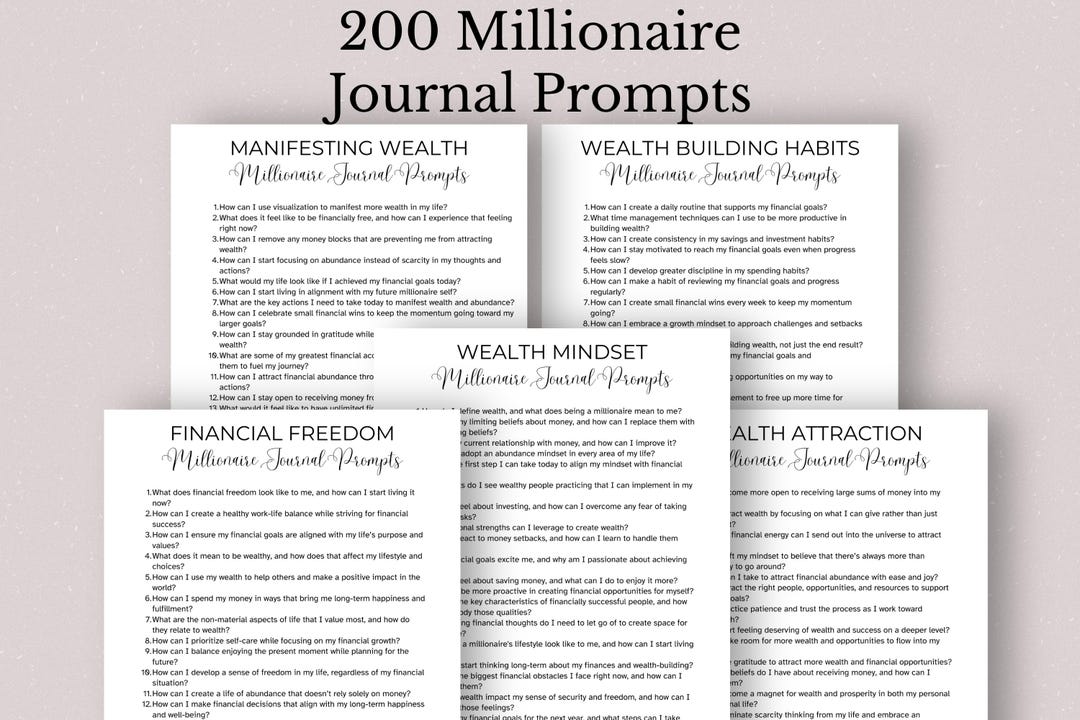 Millionaire Mindset Journal Prompts | Wealth & Financial Goals (digital ...
