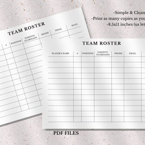 Team Roster Template, Sports Team Player List, Team List, Players List ...