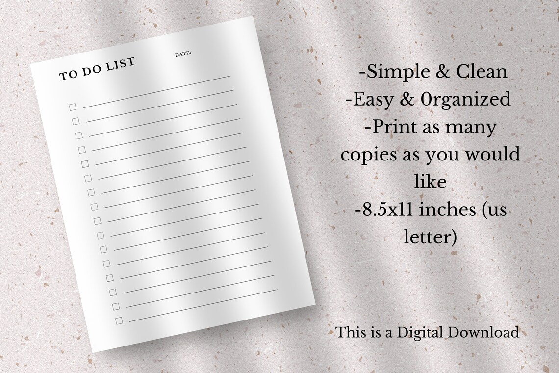 To Do List, to Do List Minimal, Minimal to Do List Printable, Simple ...