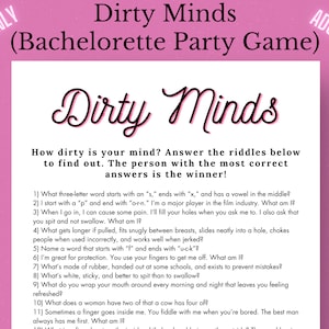 Dirty Minds Bachelorette Party Game Dirty Minds Riddles Game Dirty ...