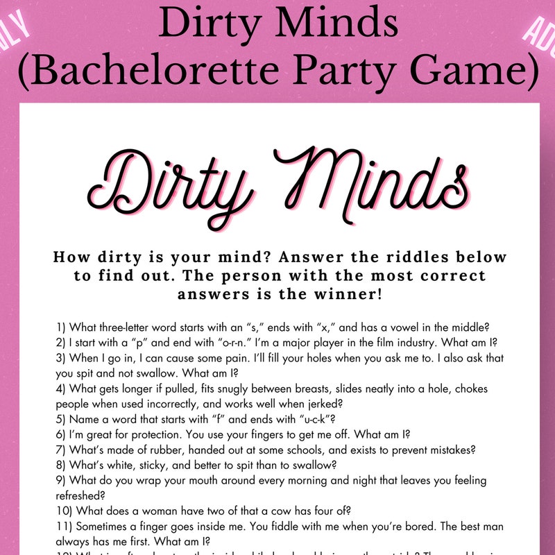 Dirty Mind Game and Answers - Etsy