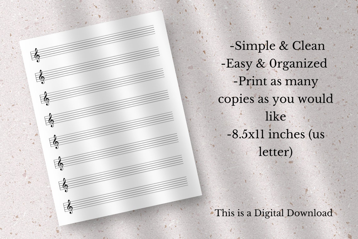 Printable Treble Clef Sheet Music, Treble Clef Sheet Music Template ...
