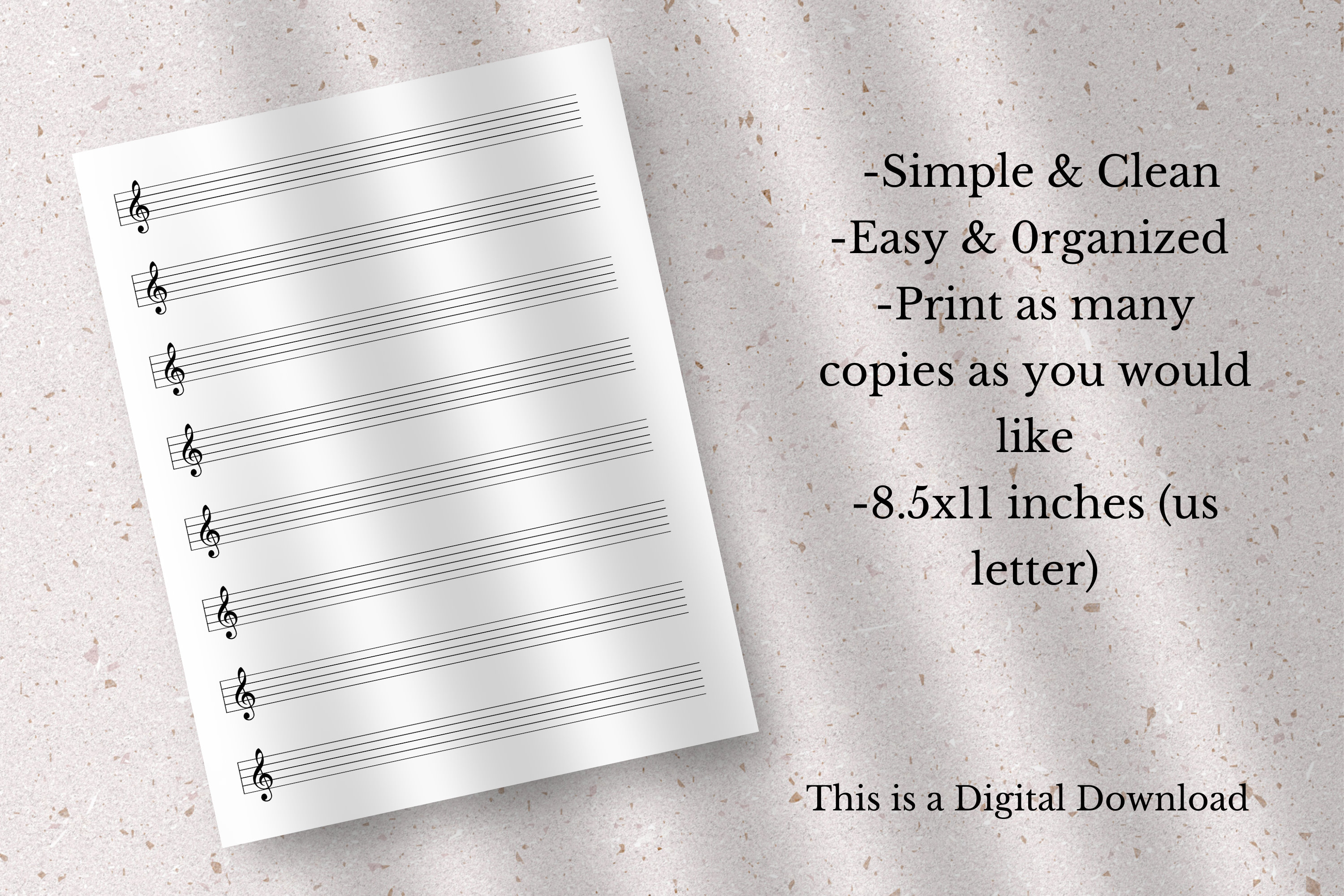 Printable Treble Clef Sheet Music, Treble Clef Sheet Music Template ...