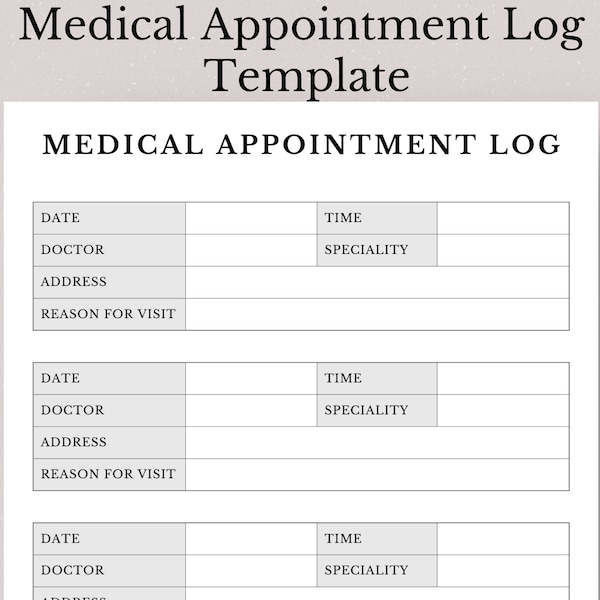 Medical Appointment Log - Etsy