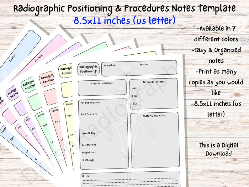 Radiography Positioning & Procedures Notes Template, Radiology Lab and ...